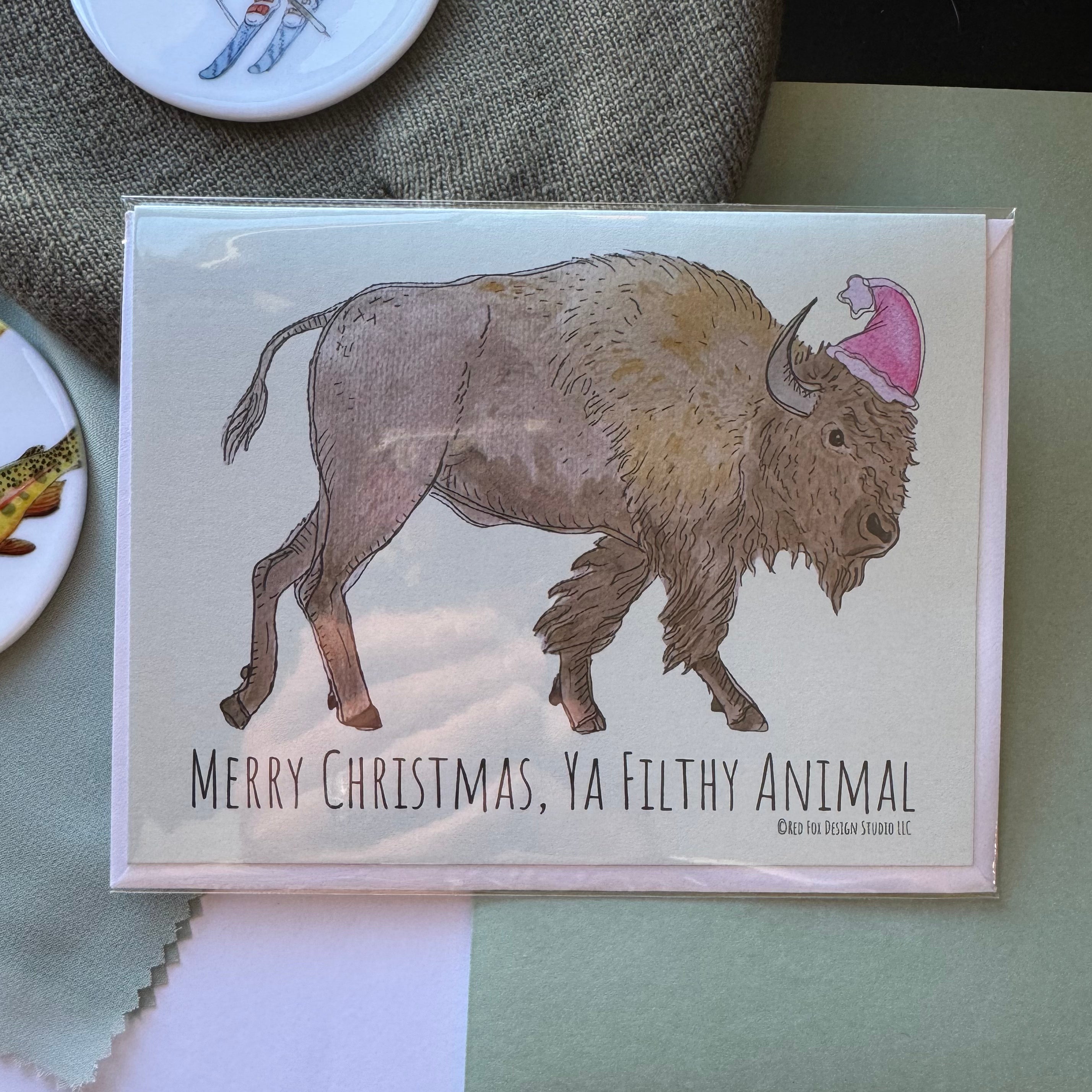 Bison Christmas Card – Red Fox Design Studio LLC